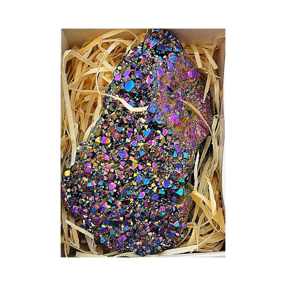 Rainbow Aura Mini Flat Geode | Earths Elements