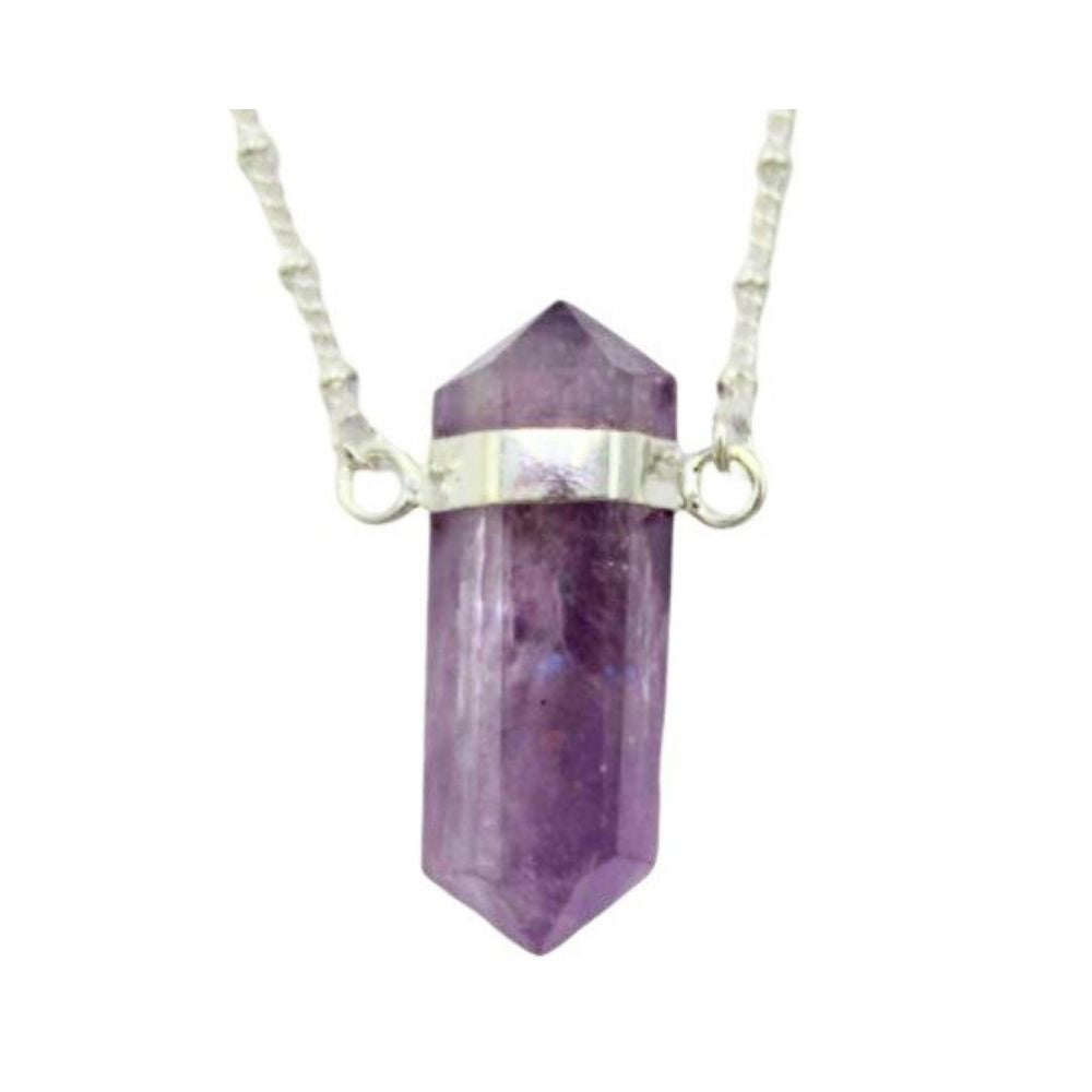 Amethyst Vertical Double Pointed Crystal Necklace | Earths Elements