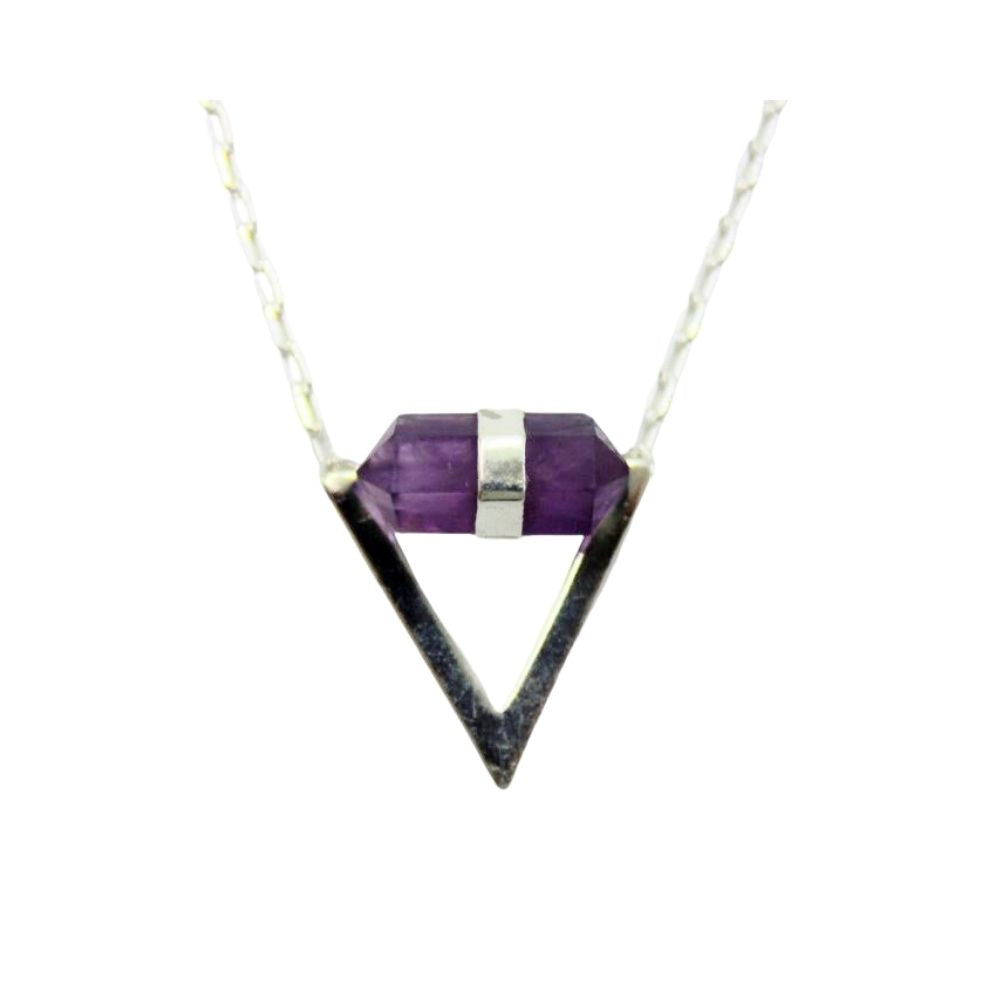 Amethyst Double Terminated Triangle Necklace | Earths Elements