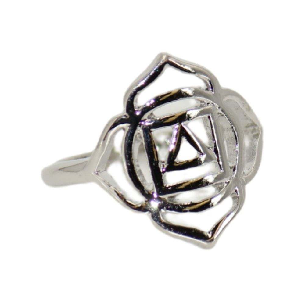Root Chakra Healing Symbol Silver Ring | Earths Elements