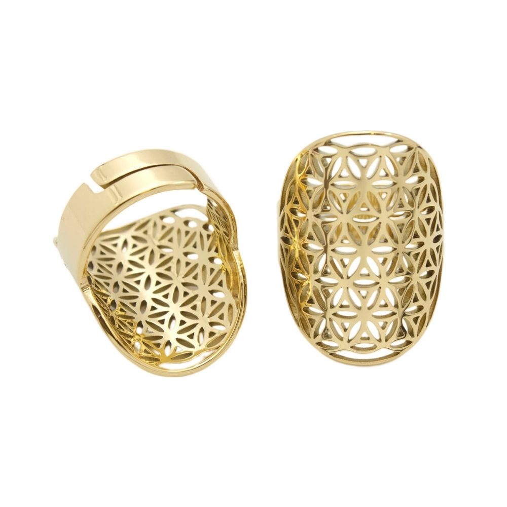Sacred Geo Ring - Flower of Life "Gold" | Earths Elements