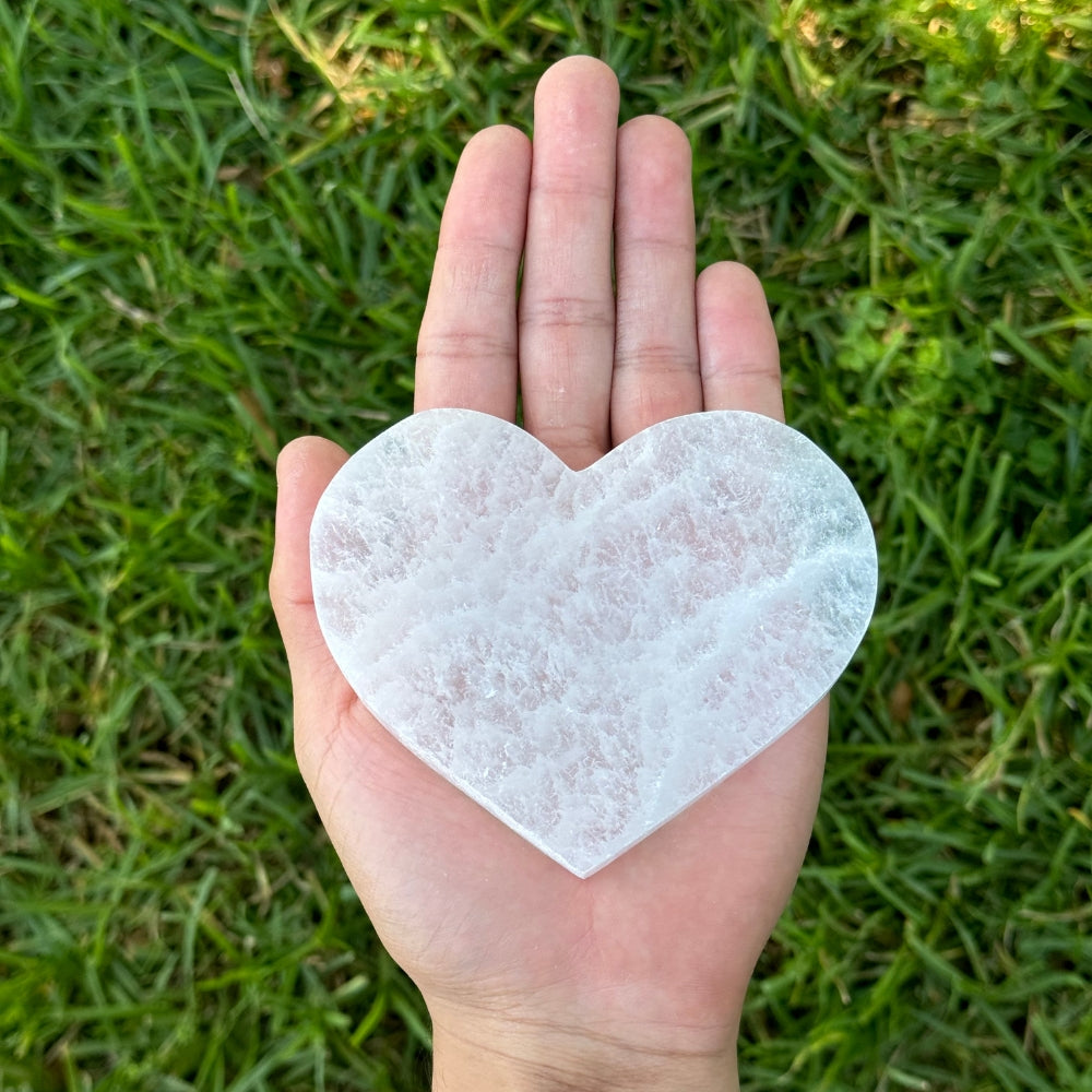 Selenite Heart Flat Coaster | Earths Elements